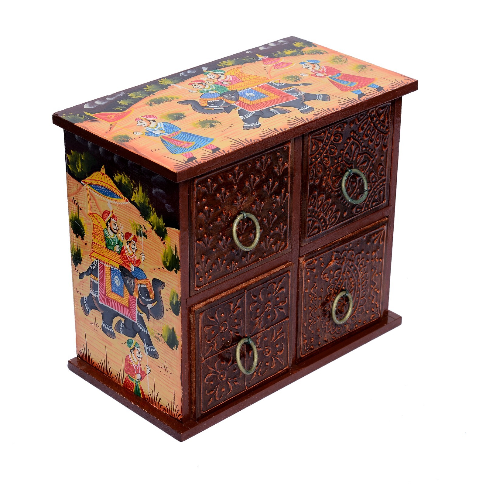 Wooden Drawer Mughal Painted Handmade Drawer Jewelry Box Indian ...