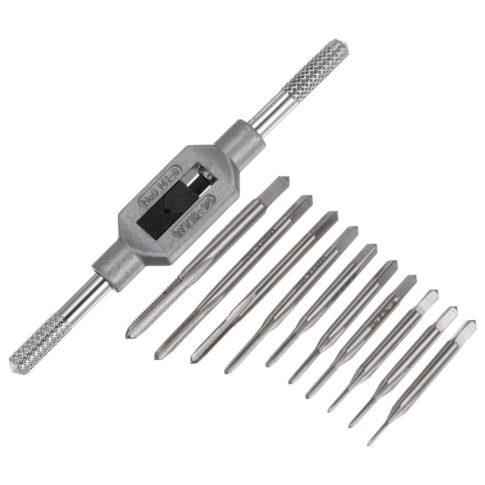 11pcs Micro Tap Wrench Set M1-M3.5 Screw Taps M1-M8 / 1/16"-1/4 ...