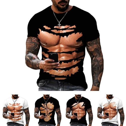Unique Muscle Print T Shirt for Men Casual Wear for Parties and ...