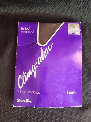 Vintage Cling-alon Thi Top Stockings 2 Pair Shapely Off Black Sears ...