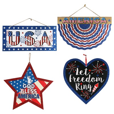 4th July Memorial Day Veterans Day Patriotic Door Wall Hangings Decor ...