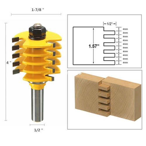 1 pcs 1/2" Shank 5 Slots Adjustable Box Joint Assembly Router Bit | eBay