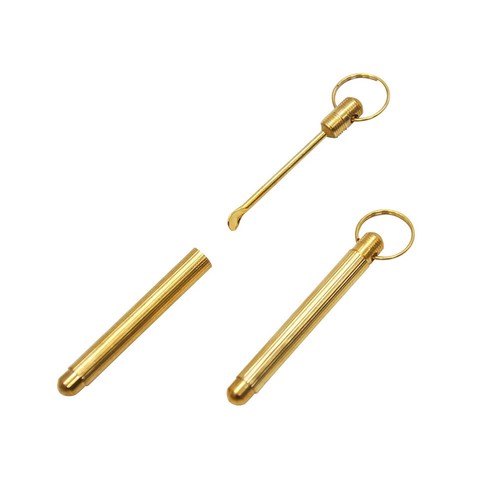 1Pc Mini Gold Spoon Tobacco Pipe Little Shovel Keychain Powder Pocket ...