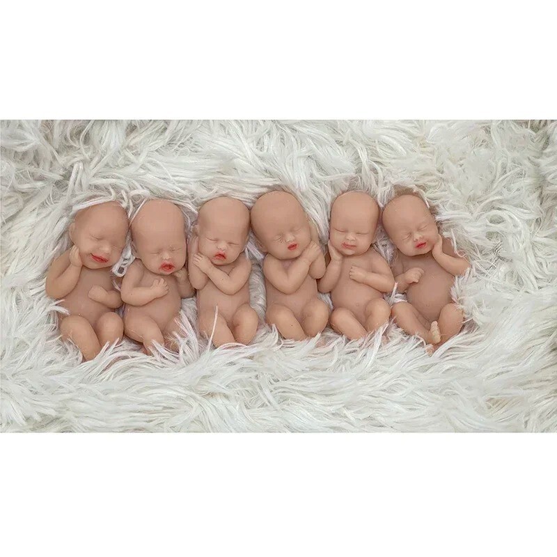 Silicone Reborn Baby 6PCS Doll Set Newborn Sleeping Dolls 3inch Soft ...