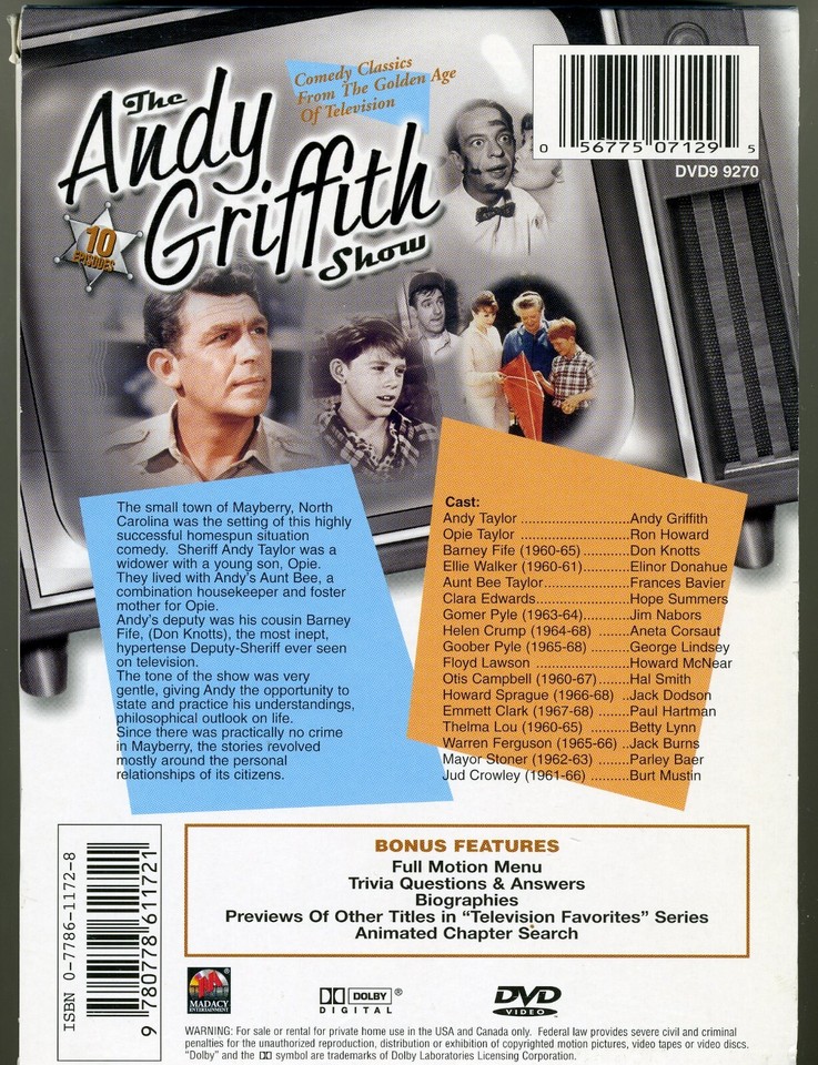 The Andy Griffith Show 2 DVD set 10 Episodes, Don Knotts, Ron Howard ...