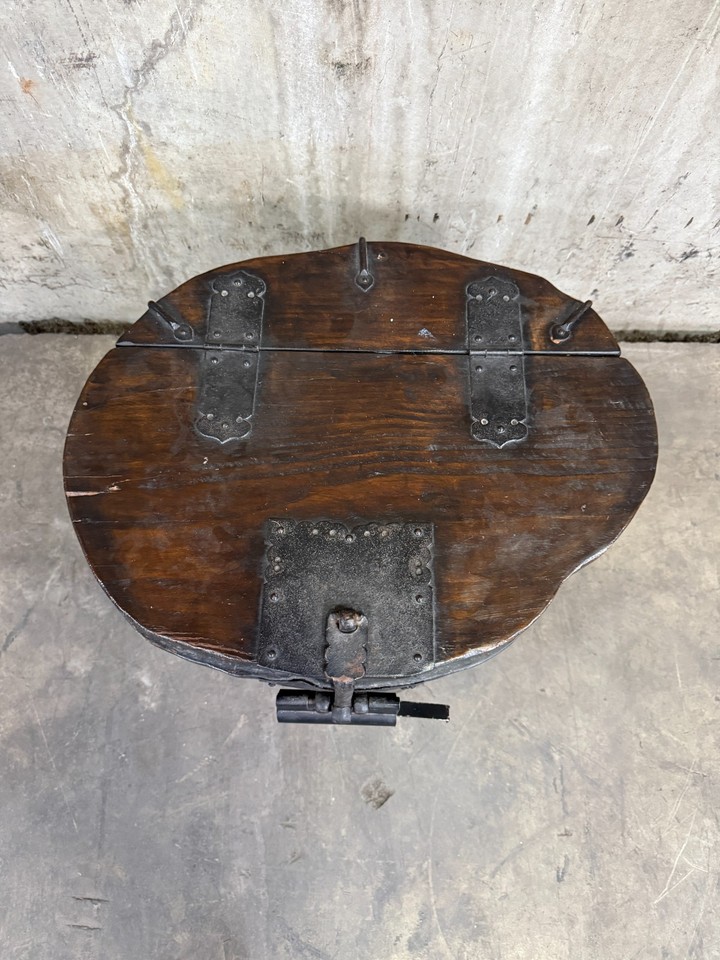 Antique 19th Century German or Scandinavian Iron-Bound Oval Strongbox ...