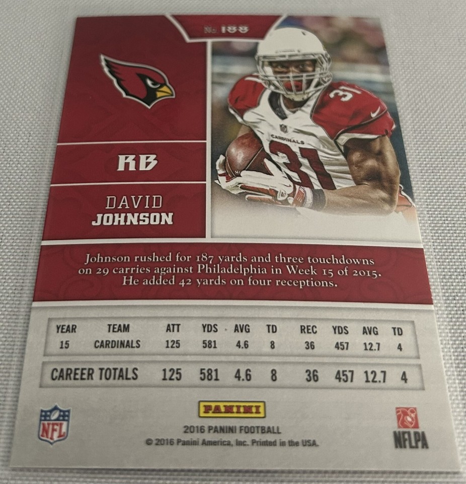 2016 Panini Footballl David Johnson Arizona Cardinals Chainmail Armor ...
