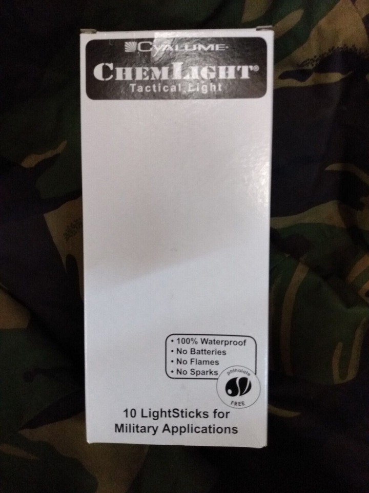 Box of 10 British Army Cyalume Light Sticks ORANGE 12 Hours Exp 6/26 ...