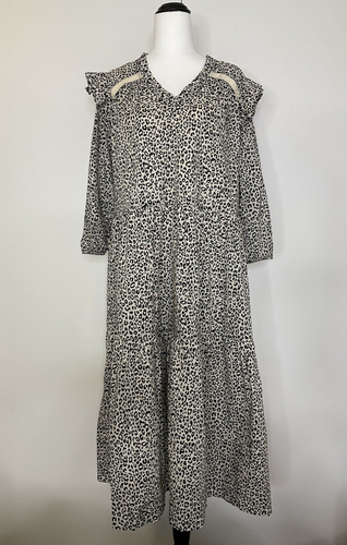 TARGET Leopard Print Ruffle Shoulder Tiered Maxi Dress 12 Relaxed ...