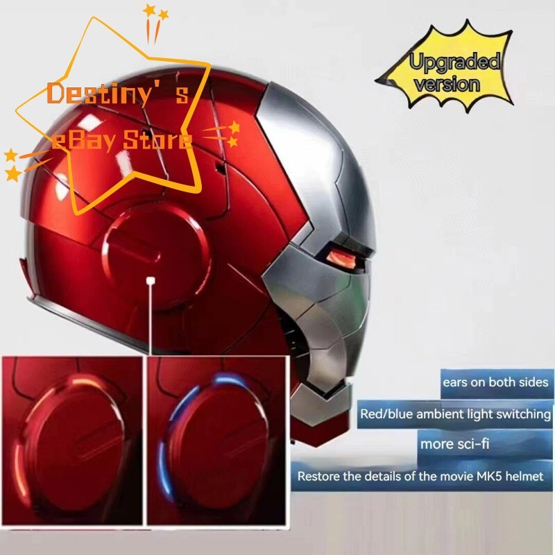 US Ship Cosplay AUTOKING Iron Man MK5 Helmet 1:1 Wearable JARVIS Voice ...