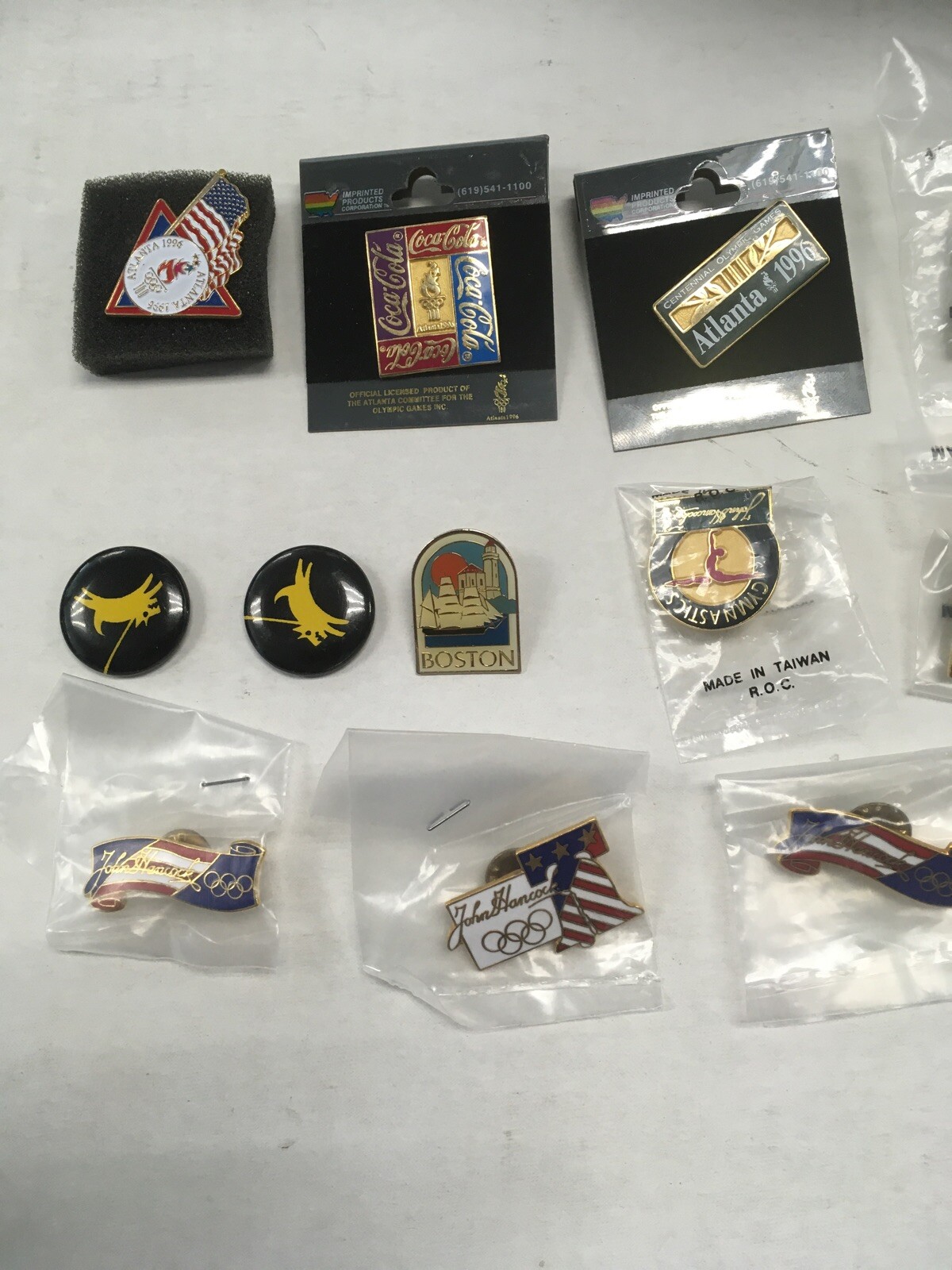 Atlanta Olympic Pins John Hancock Coke Lot Of 19 With Plastic Box | eBay