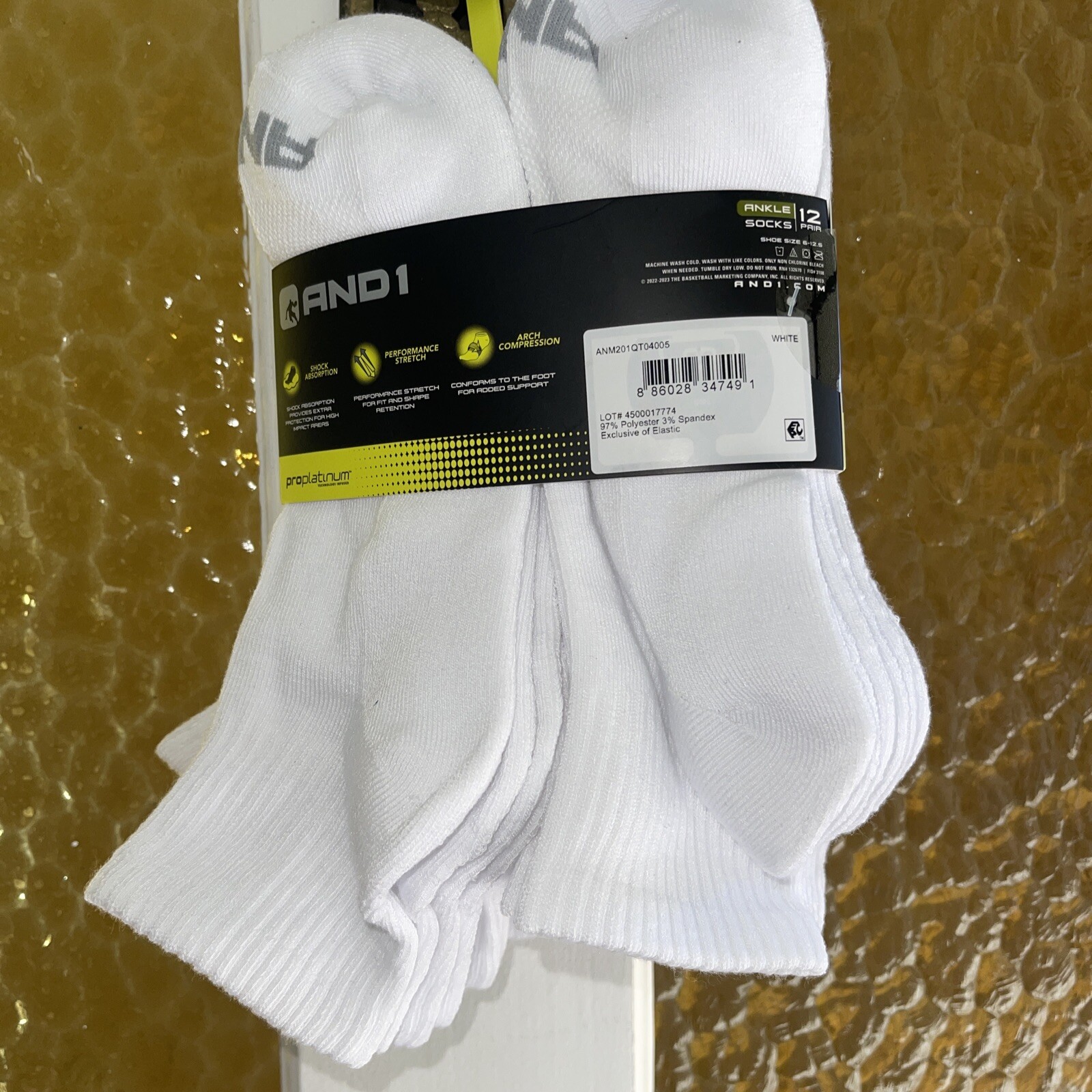 AND1 Mens Ankle Socks 12 Pair White Proplatinum for sale online | eBay