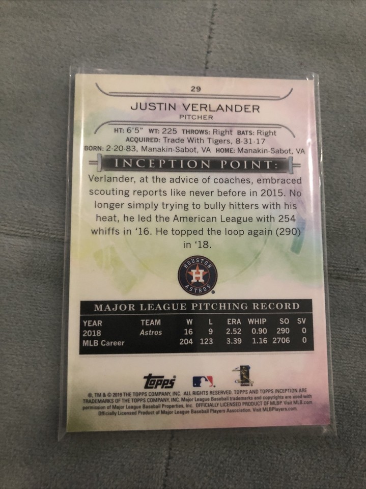 2019 Topps Inception Green Justin Verlander #29 | eBay