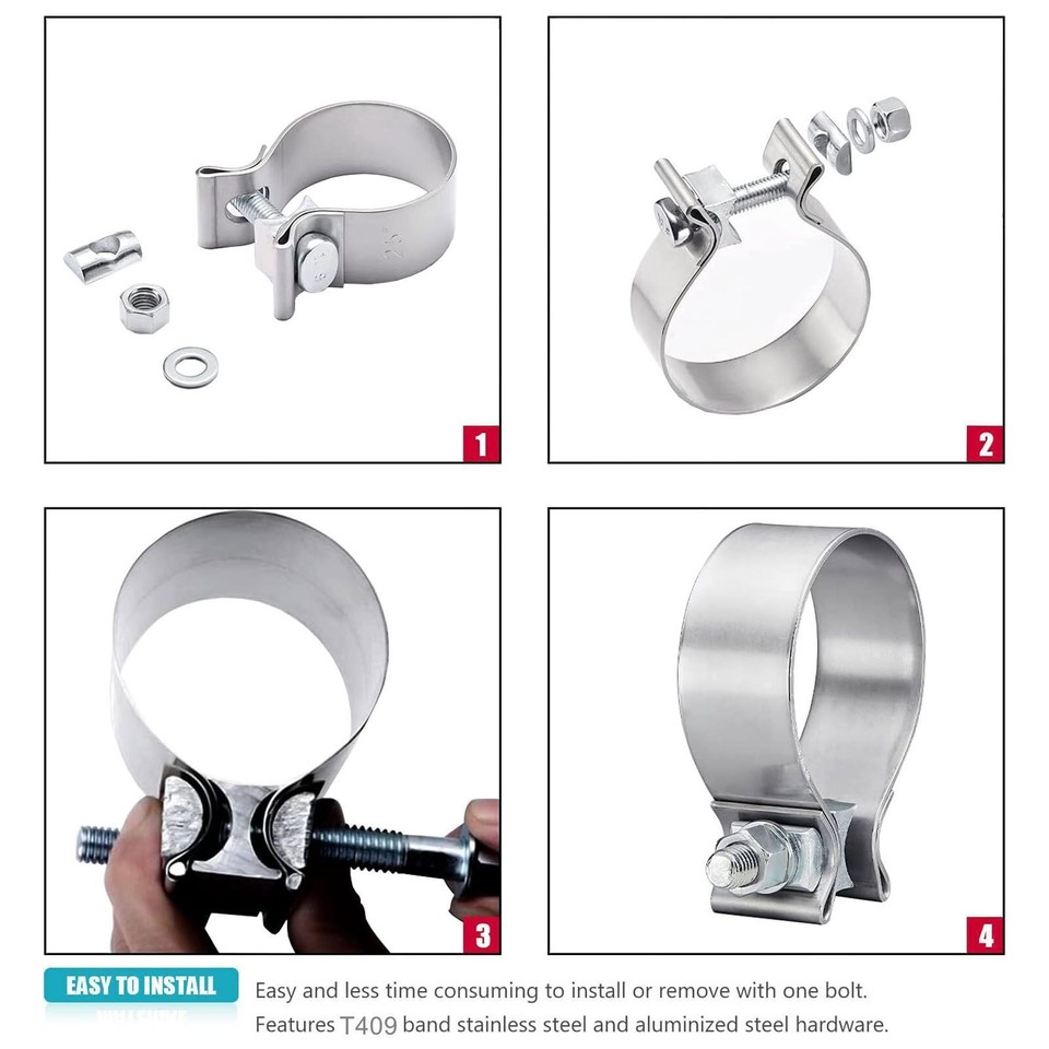 3" Inch Exhaust Clamp Butt Joint Narrow Band Muffler Seal Clamp ...