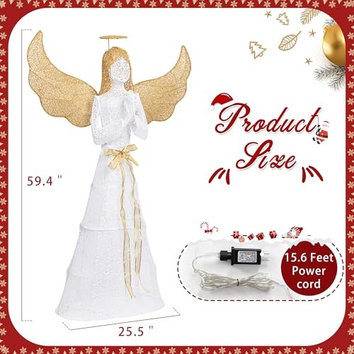 5FT Lighted Christmas Angel, Outdoor Christmas Holiday Decoration ...