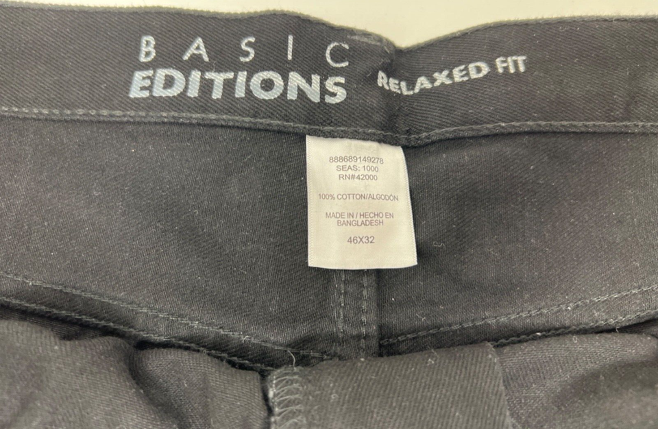 Kmart Basic Editions 46x32 Relaxed Fit Black Jeans 100% Cotton Denim ...