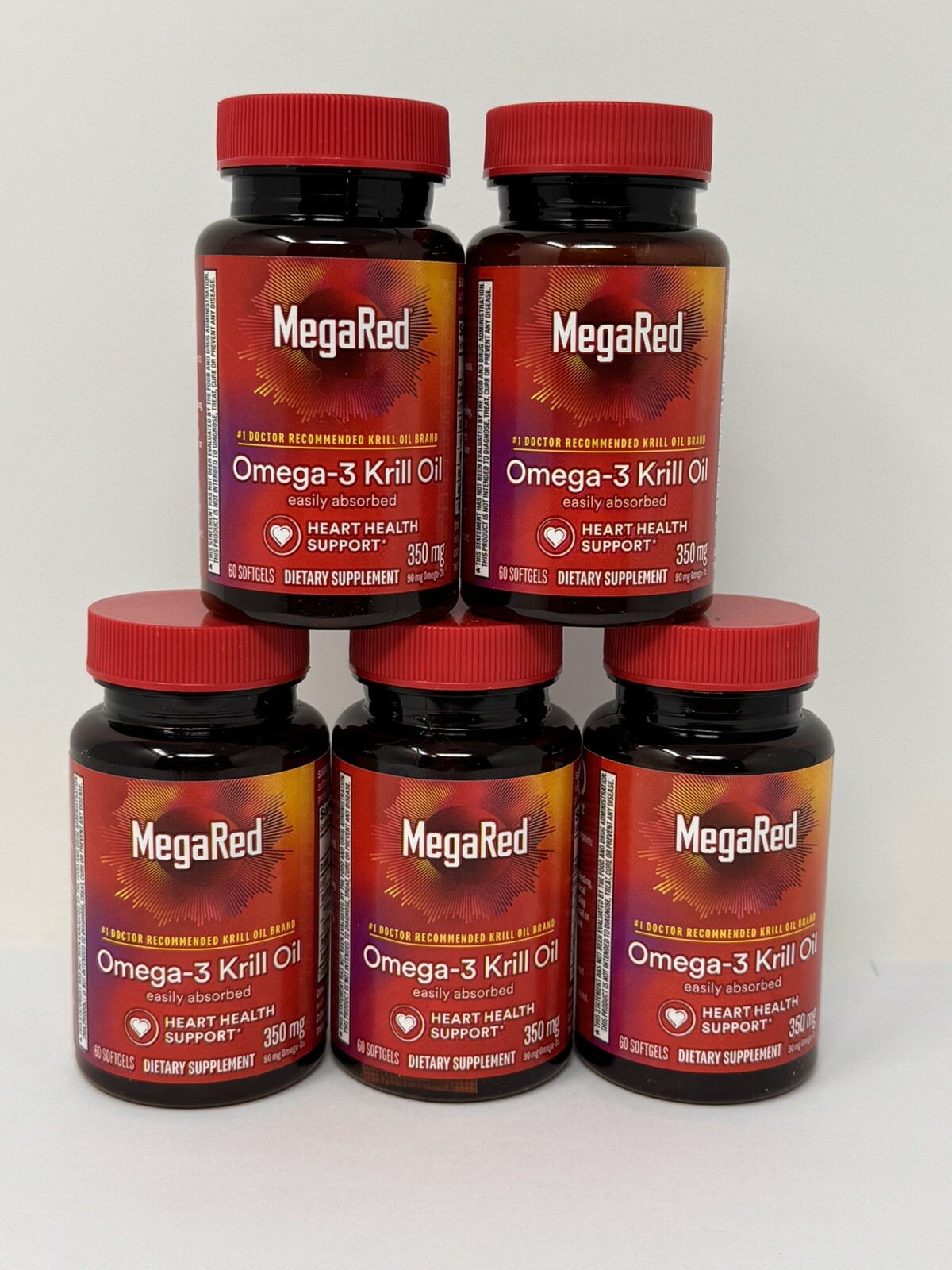5 - MegaRed 350mg Omega-3 Krill Oil - Heart Health Support - 300ct ...