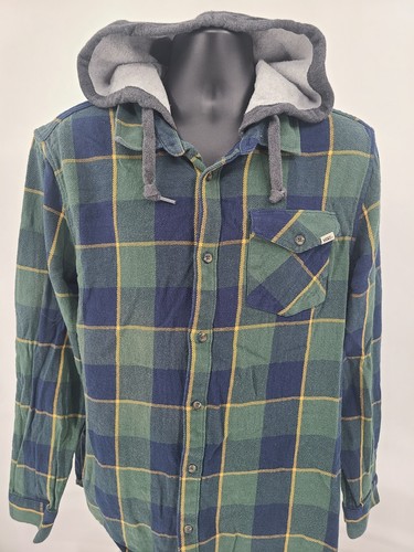 Vans Sweater Adult Large Green Plaid Flannel Hoodie Skateboarding Mens ...