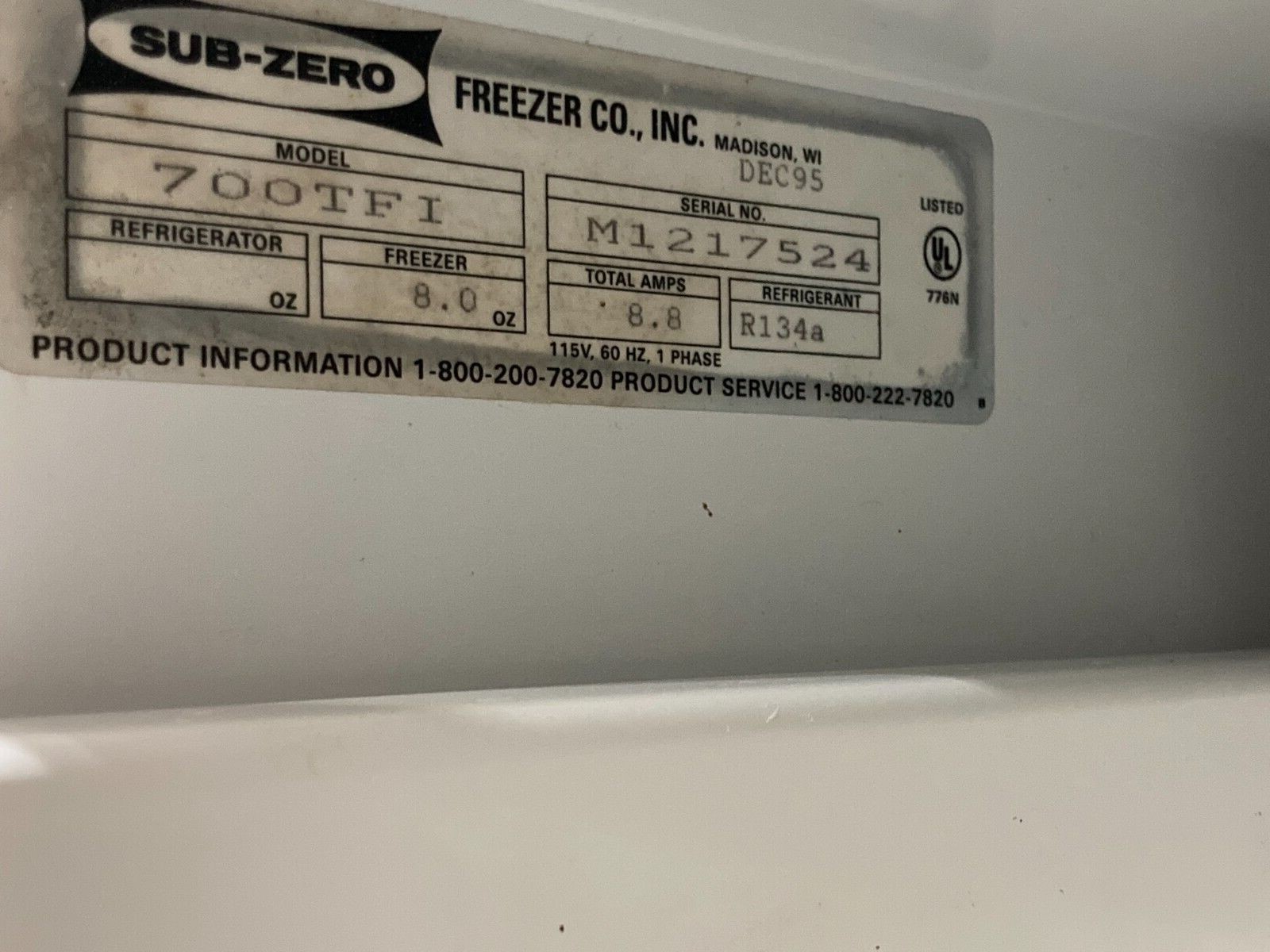 Subzero 700 TR & TF 27" inch Each. Fridge and Freezer Set | eBay