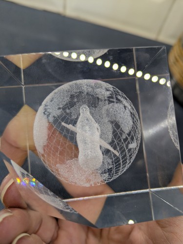 Coca Cola Around World Globe Crystal Cube Paperweight Etched Laser ...