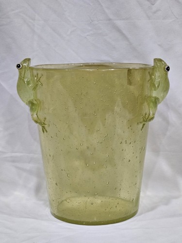 Vintage Lucite Acrylic 10" Frog Ice Bucket Waste Basket Green Trash Can ...
