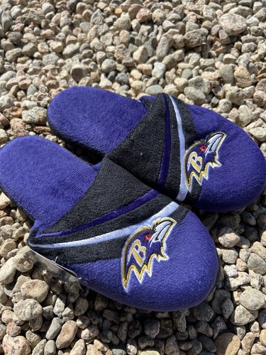 Baltimore Ravens NFL striped plush slippers slip on mens size small ...