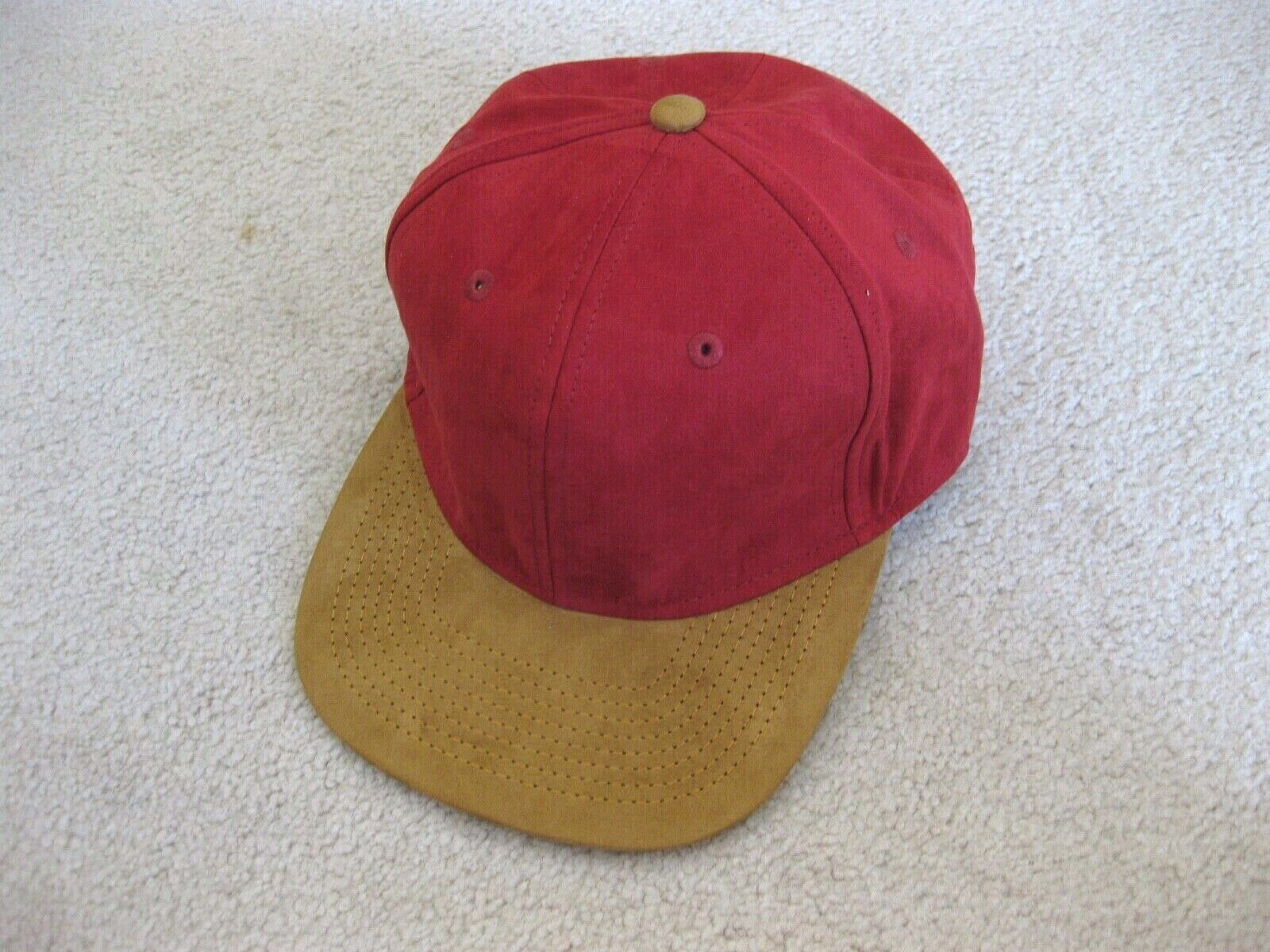 Suede Strapback Cap, Maroon Red and Wheat Tan, Pull-Thru Closure | eBay