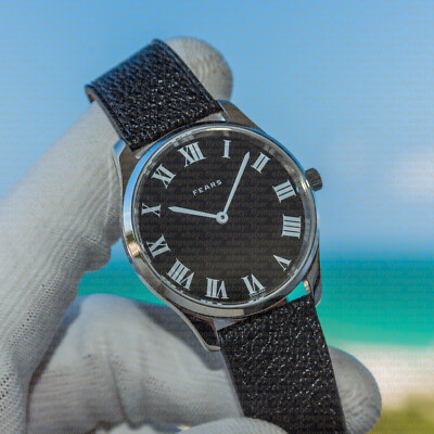 Fears Redcliff 'Edwin Fear Edition' 38mm Watch Black Roman Dial | eBay