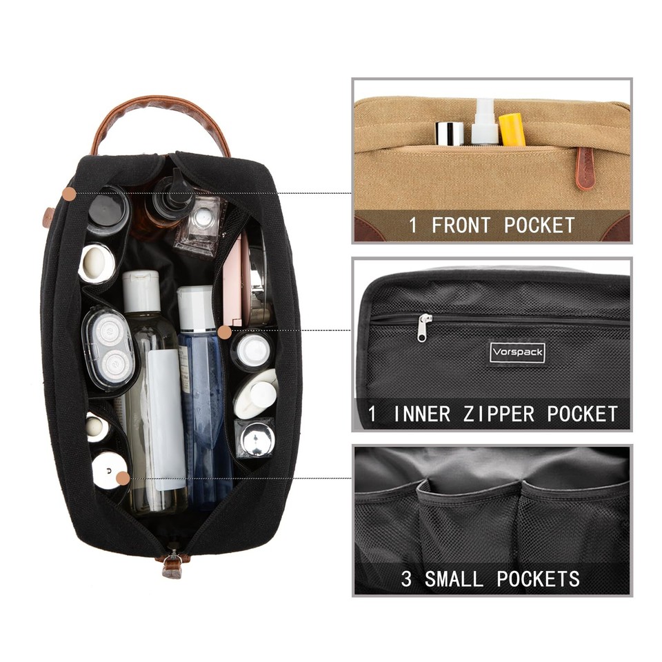 Toiletry Bag Hanging Dopp Kit for Men Water Resistant Canvas Shaving ...