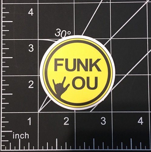 Funk You Vinyl Sticker Yellow Black Round Small Waterproof Durable ...