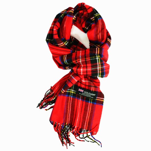 Women Royal Stewart 100% CASHMERE Scarf Red Check Plaid Tartan Made In ...
