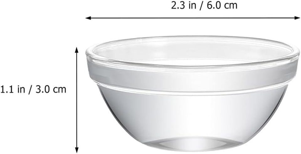 Set of 12 Clear Glass Mini Prep Bowls, 2.36 Inch Stackable Dessert ...