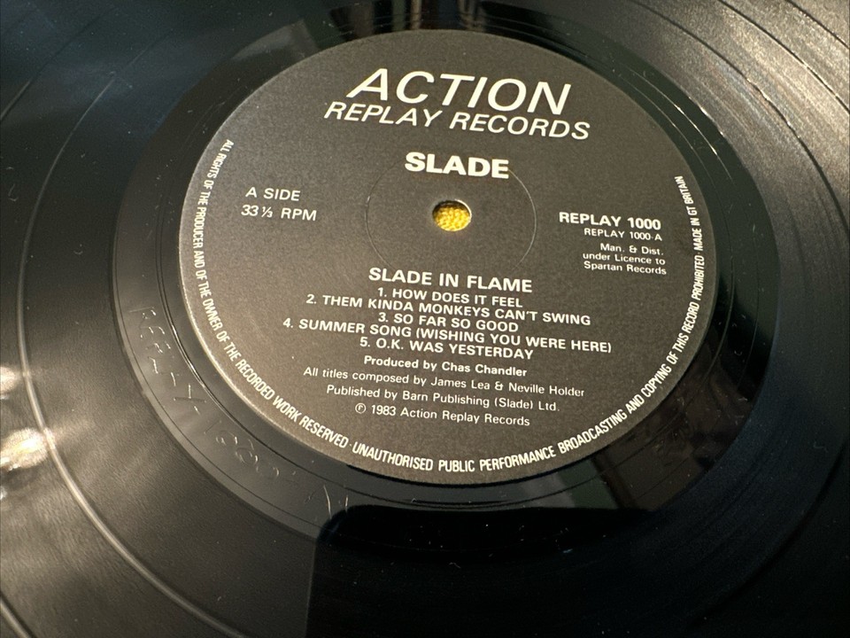 Slade LP - Slade In Flame - RARE UK Re-issue 1983 Action Replay REPLAY ...