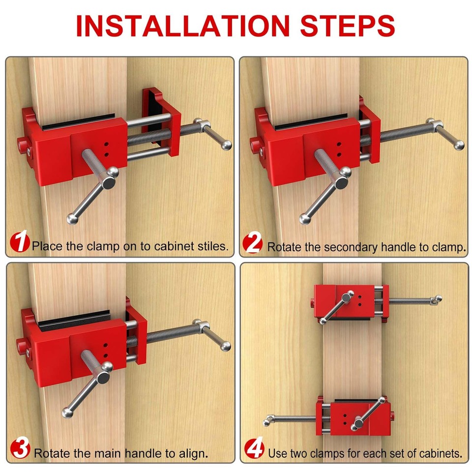 4-Pack Cabinet Clamps, Cabinet Clamps for Installing Cabinets, Face ...