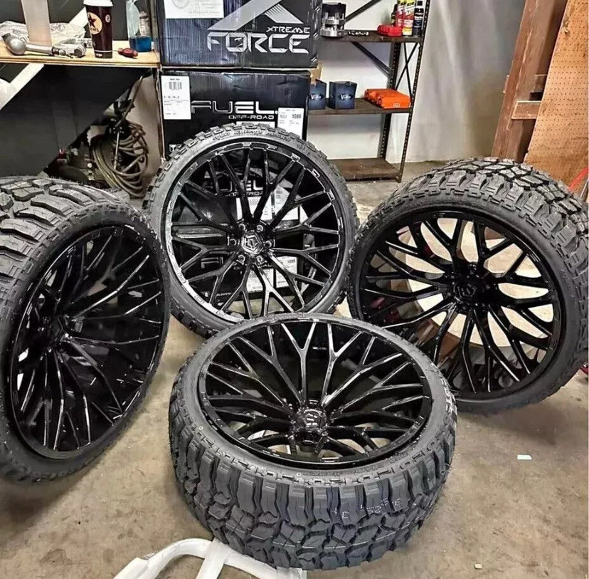 24x12 TIS 566B BLACK WHEELS RIMS 33" MT TIRES FORD F150 FX4 EXPEDITION ...