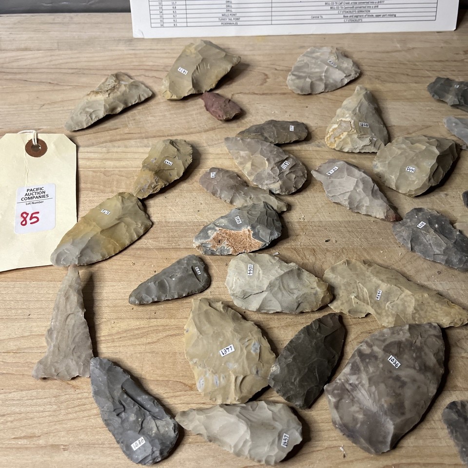 Flint Chert Stone Tools Lot 79ea Bifaces Scrapers Drills – Cataloged ...