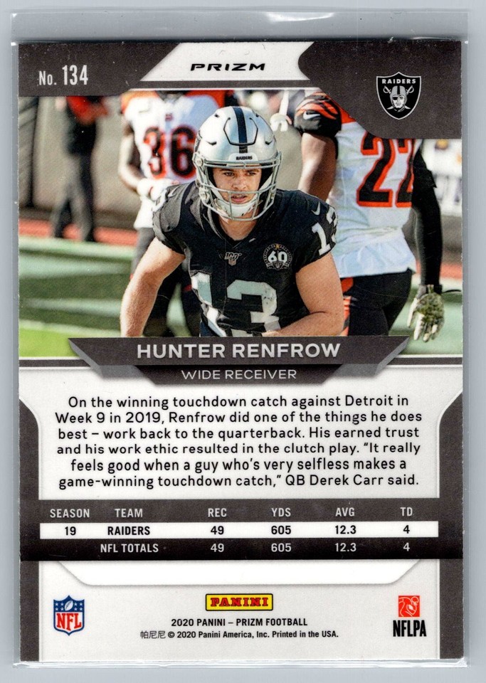 2020 Panini Prizm #134 Hunter Renfrow Prizm Green Very good | eBay