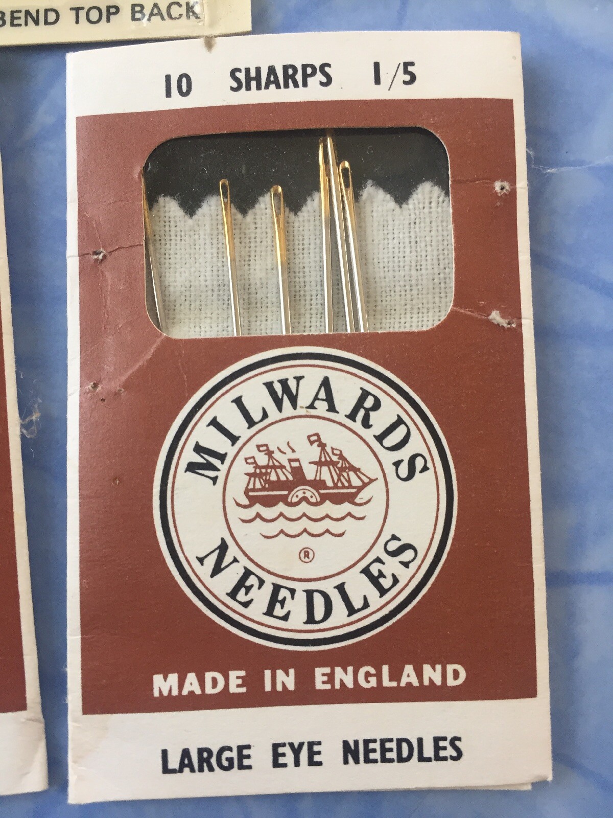 Milwards Needles Gold Vintage Made in England J&P Coats Needles Harpers ...