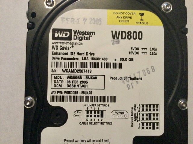 Western Digital 80GB Internal 7200RPM 3.5" (WD800BB-55JKA0) HDD for ...