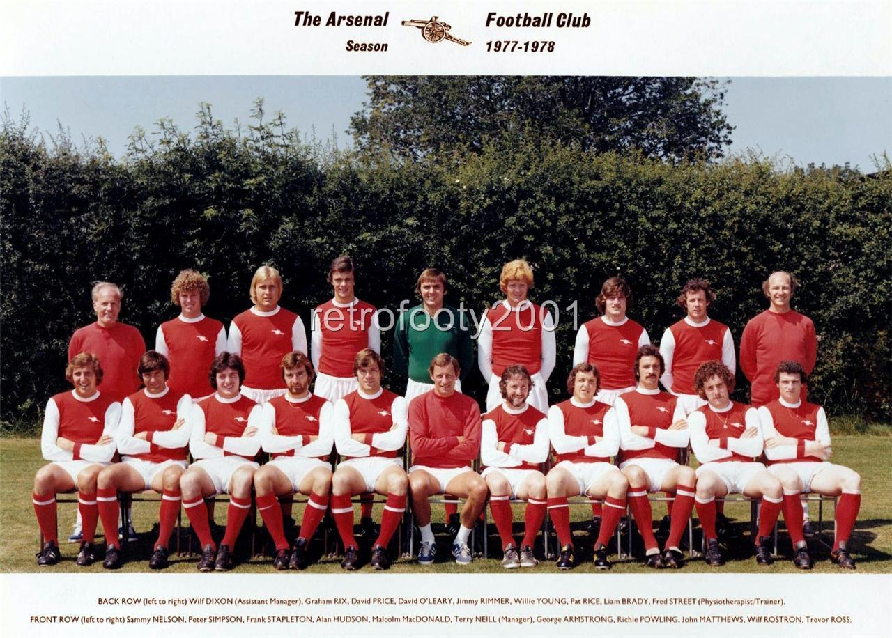 Arsenal FC 1977-78 squad inc George Armstrong Liam Brady Sammy Nelson ...