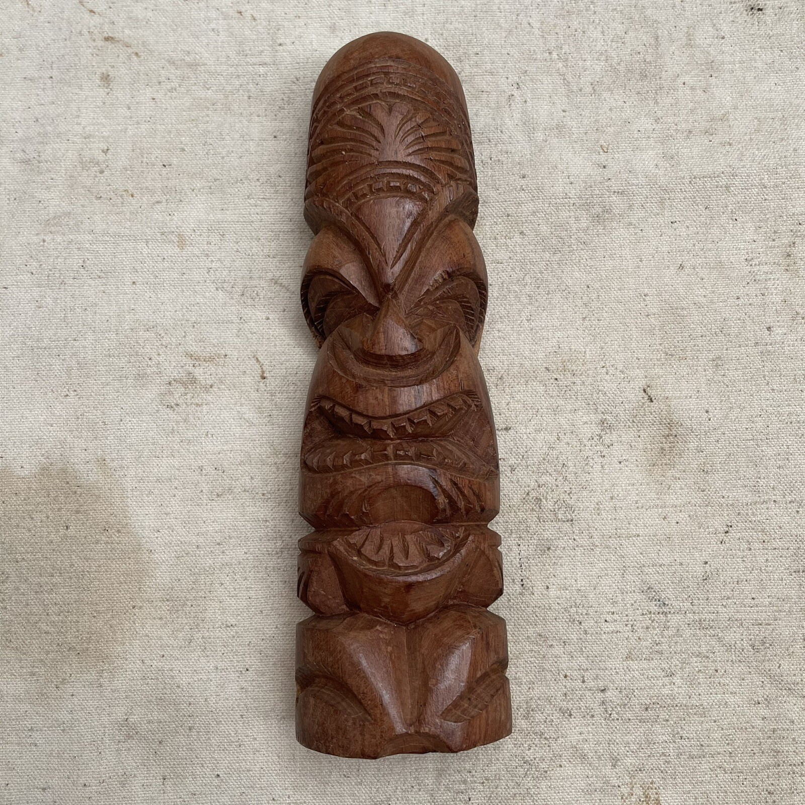 Vtg Tiki Tonga Hand Carved Wood Totem Pole Statue Hawaiian Polynesian ...