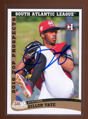 2016 Hickory Crawdads DILLON TATE Signed Card autograph auto ORIOLES RC ...