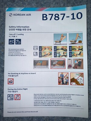 Korean Air NEW LOGO B787-10 Safety Card - Rare Airline Collectible ...