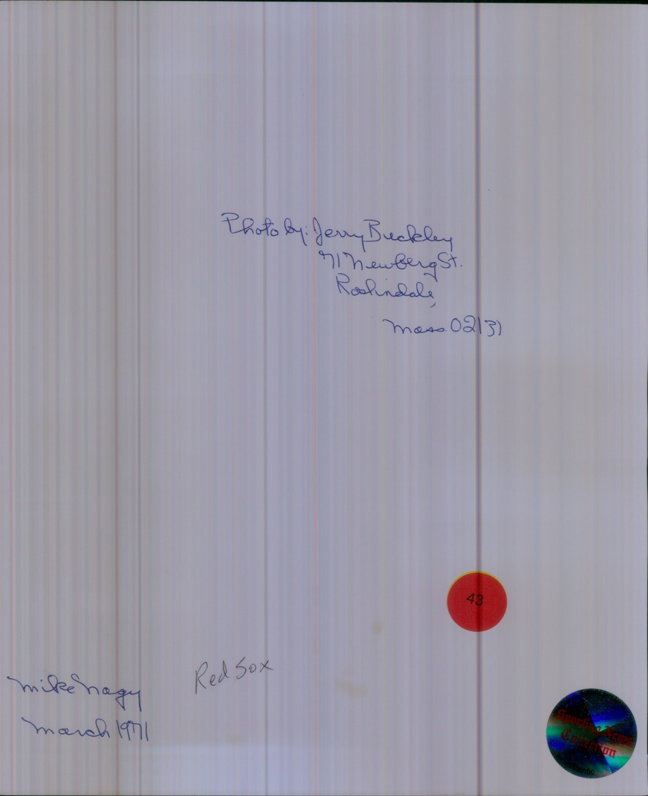 LG791 1971 Original Jerry Buckley Photo MIKE NAGY Boston Red Sox ...