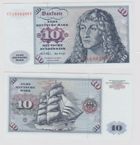 T145314 Banknote 10 DM Deutsche Mark Ro. 270a Schein 2. Jan. 1970 KN CC ...