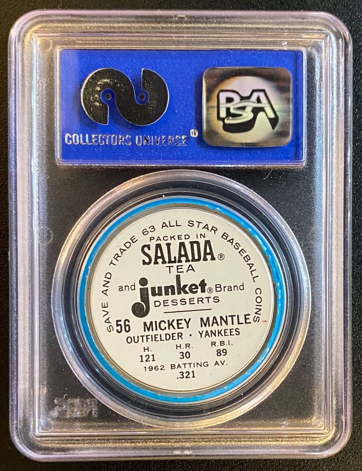 1963 Salada Junket Mickey Mantle PSA 9 Mint All Star Baseball Coin #56 ...