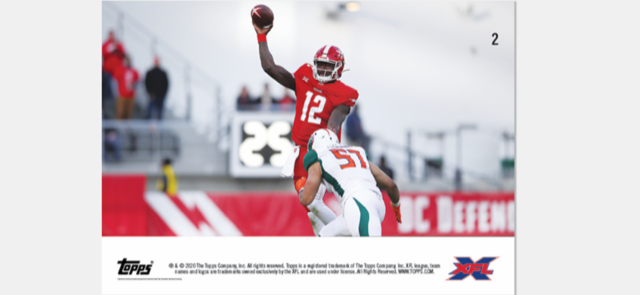 2020 TOPPS NOW XFL CARD DC DEFENDERS CARDALE JONES #2 2 TDs 1st ...