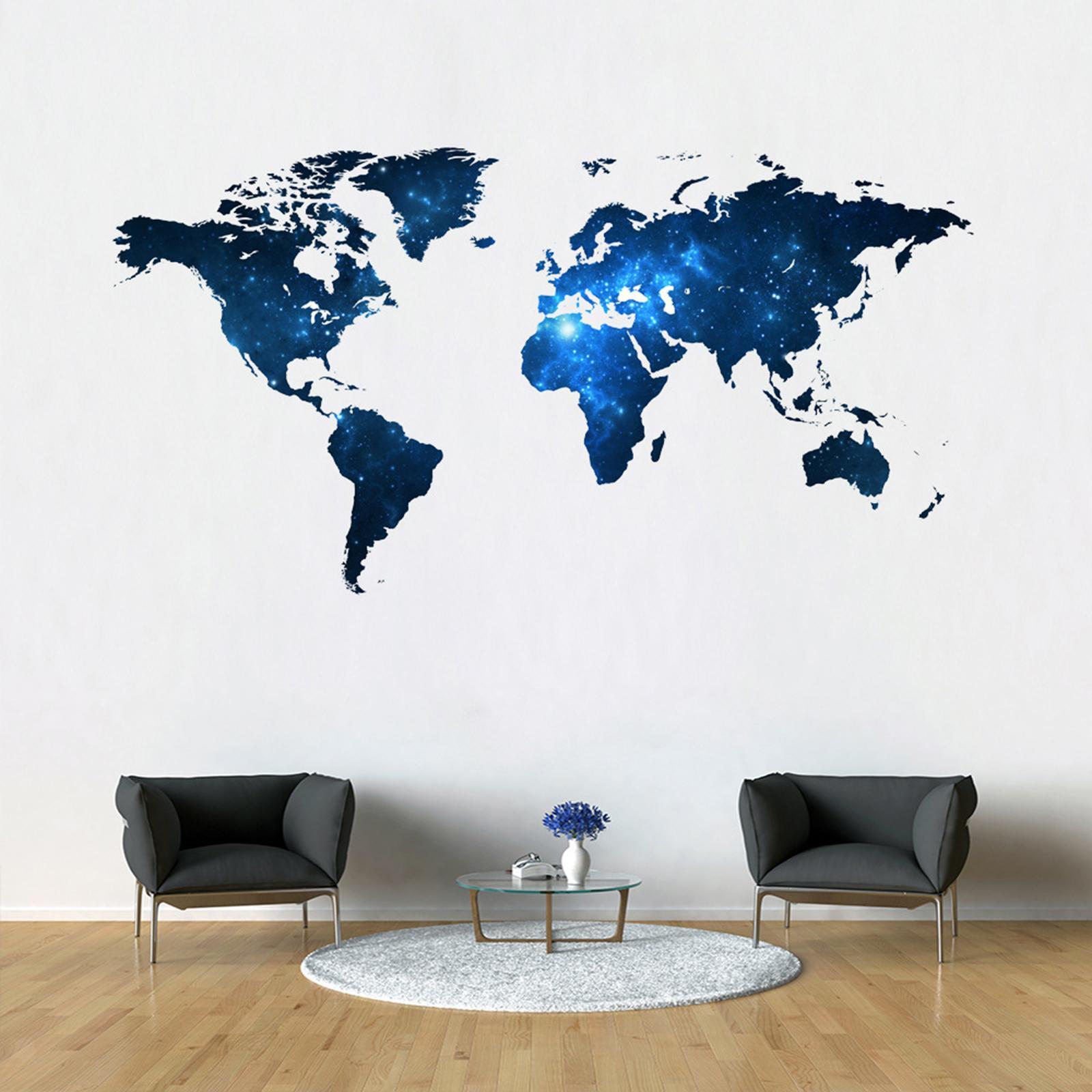 Wall Decals World Map Kids Wall Stickers for Dorm Wall Decoration Art ...
