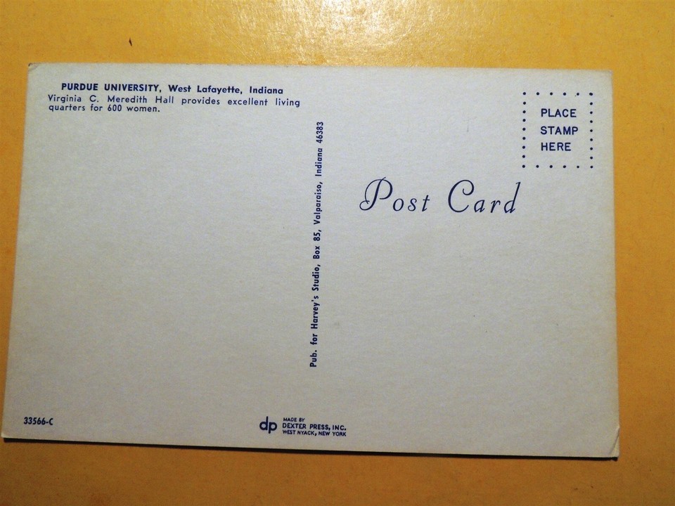 Purdue University West Lafayette Indiana postcard Meredith Residence ...