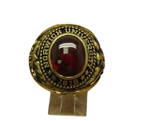Men's 3Ct Lab-Created Garnet burn University Class Ring 14k Yellow Gold ...